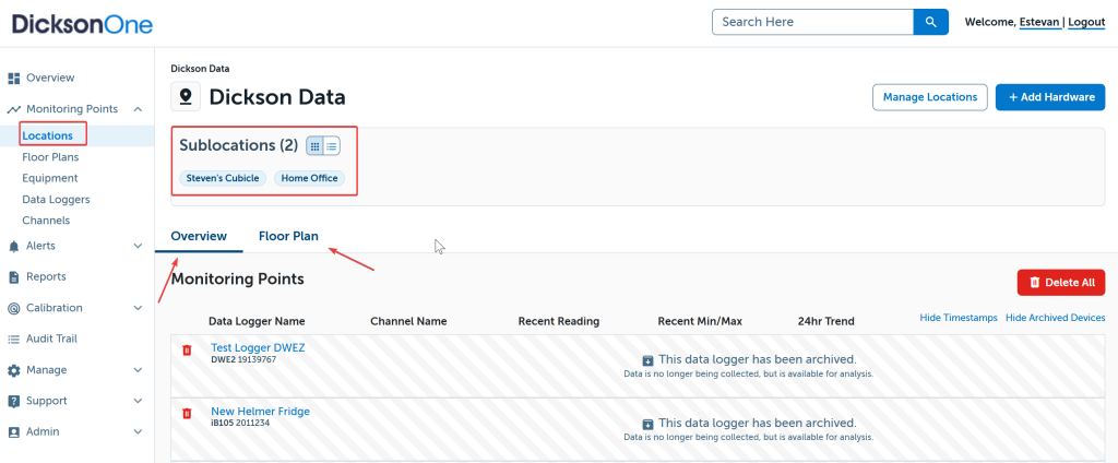 Monitoring Points for DicksonOne