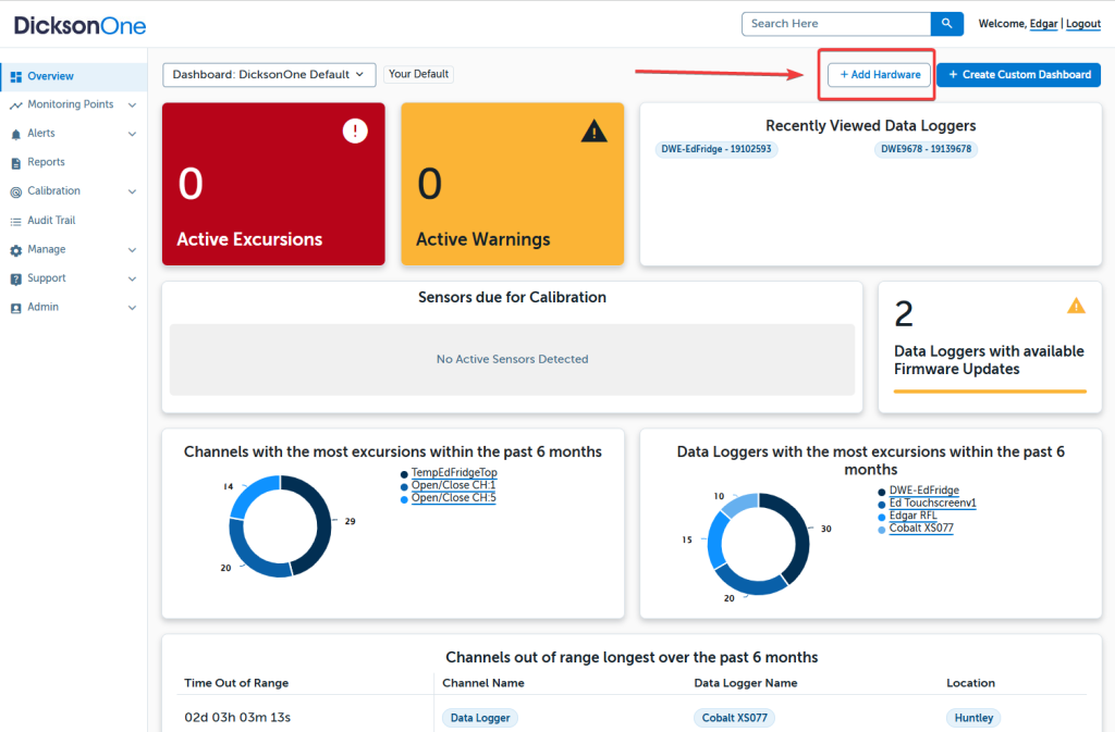 Add Devices for DicksonOne