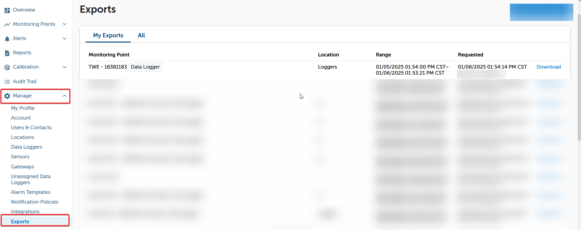 Export the Device Data with DicksonOne